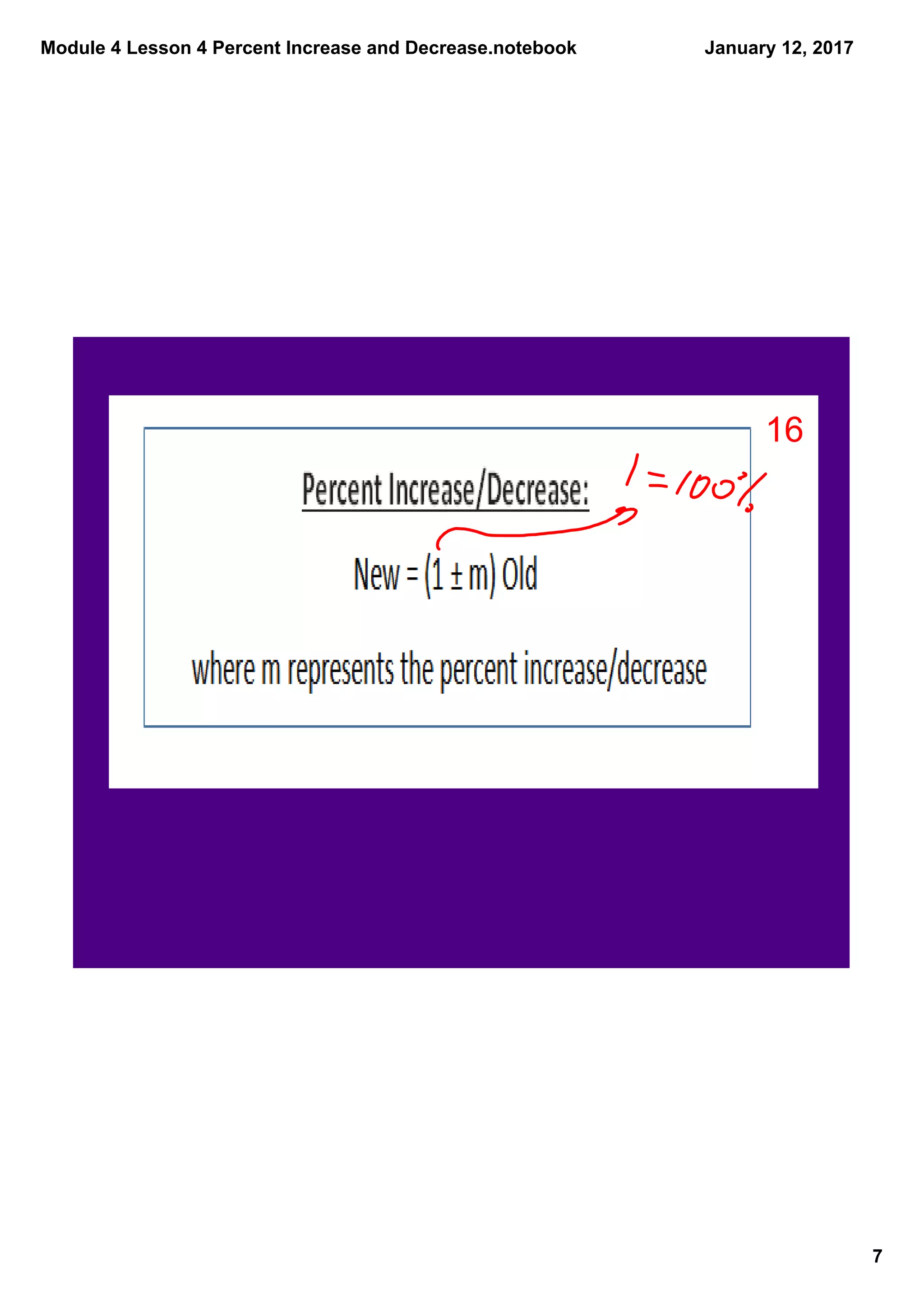 Module 4 lesson 4 percent increase and decrease | PDF