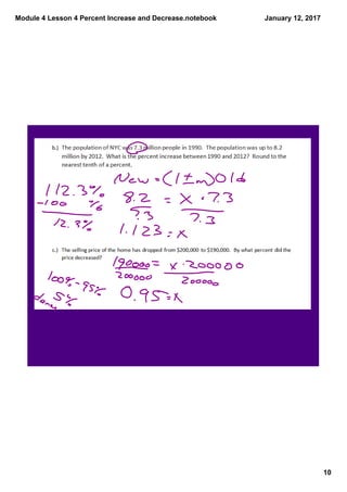 Module 4 lesson 4 percent increase and decrease | PDF
