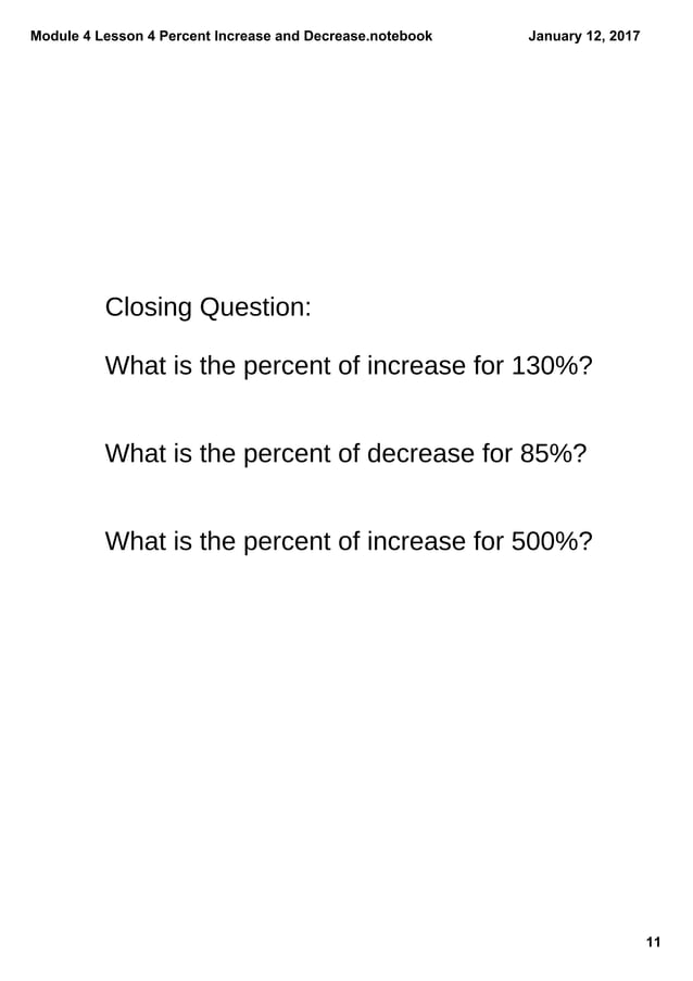 Module 4 lesson 4 percent increase and decrease | PDF