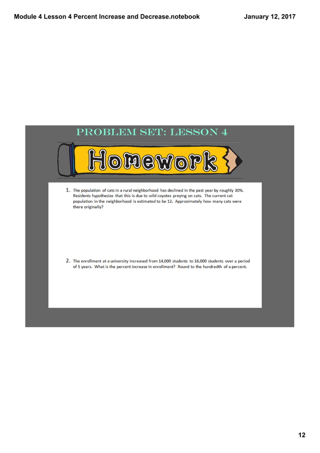 Module 4 lesson 4 percent increase and decrease | PDF