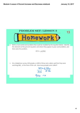 Module 4 lesson 4 percent increase and decrease | PDF