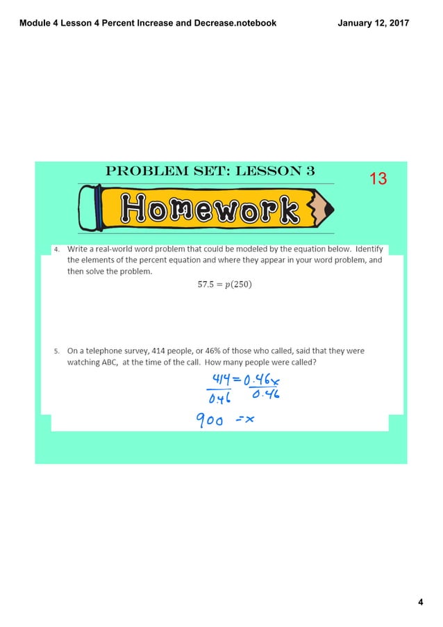 Module 4 Lesson 4 Percent Increase And Decrease Pdf