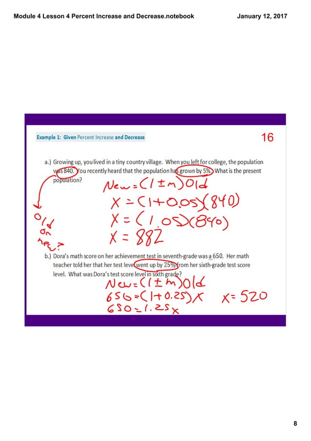 Module 4 lesson 4 percent increase and decrease | PDF