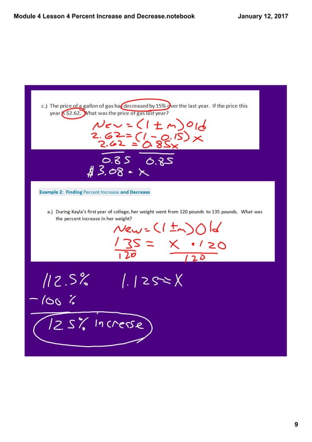 Module 4 lesson 4 percent increase and decrease | PDF