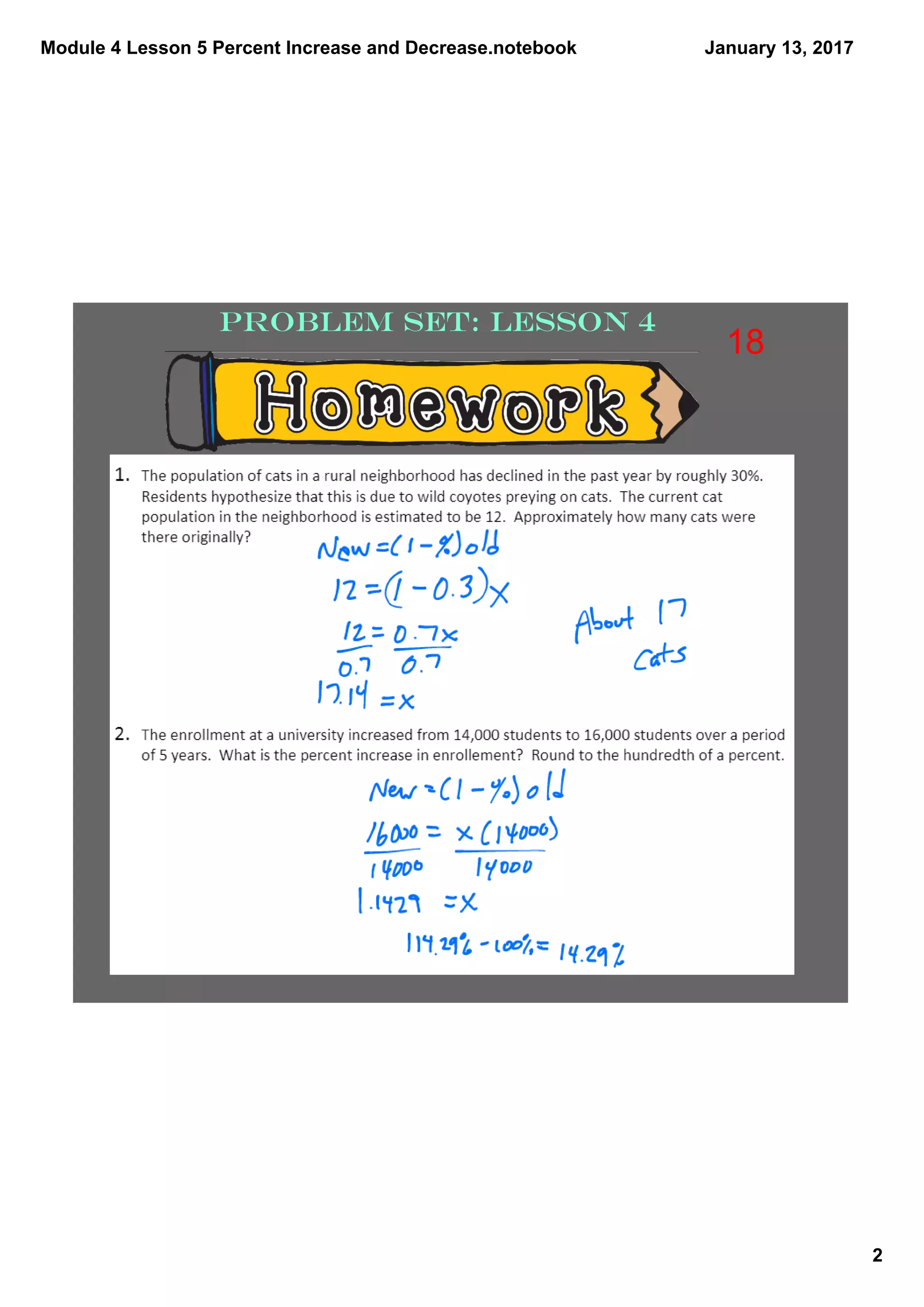 Module 4 lesson 5 percent increase and decrease | PDF