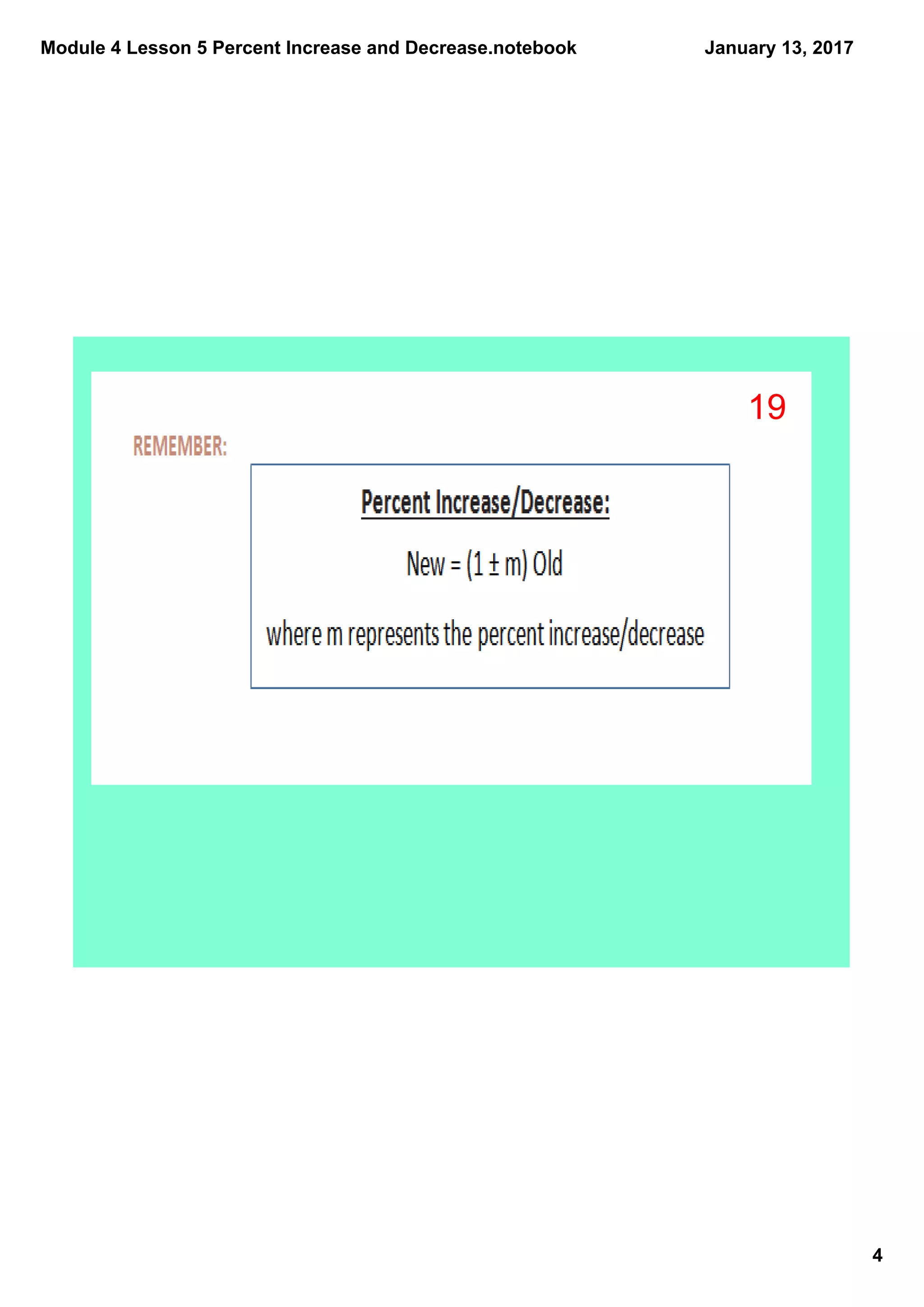 Module 4 lesson 5 percent increase and decrease | PDF