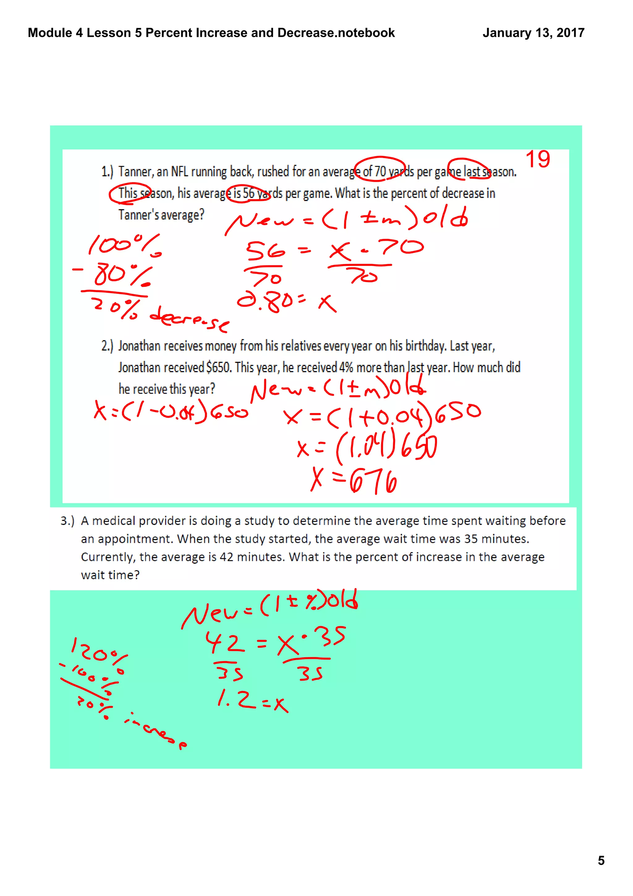 Module 4 lesson 5 percent increase and decrease | PDF