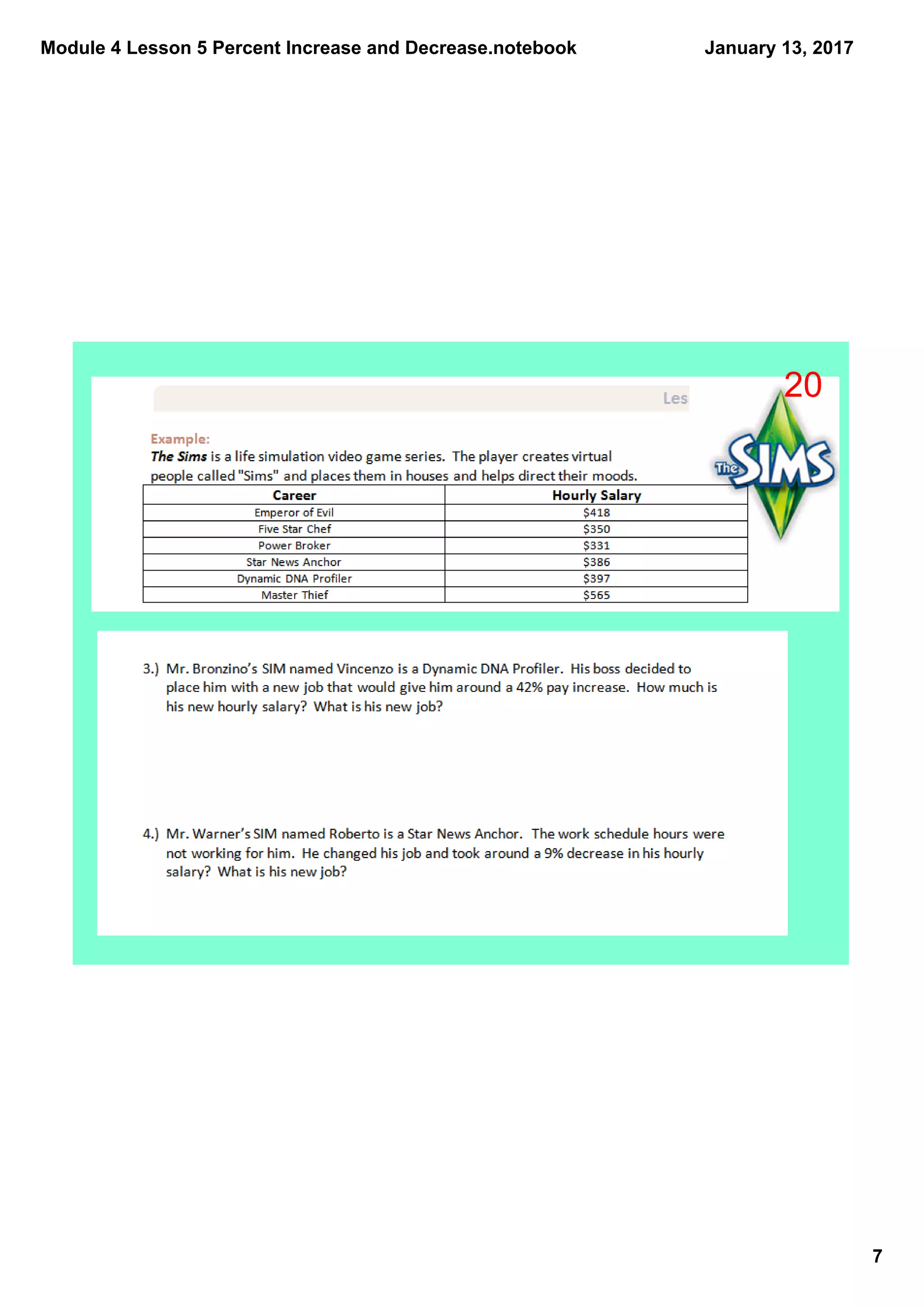 Module 4 lesson 5 percent increase and decrease | PDF