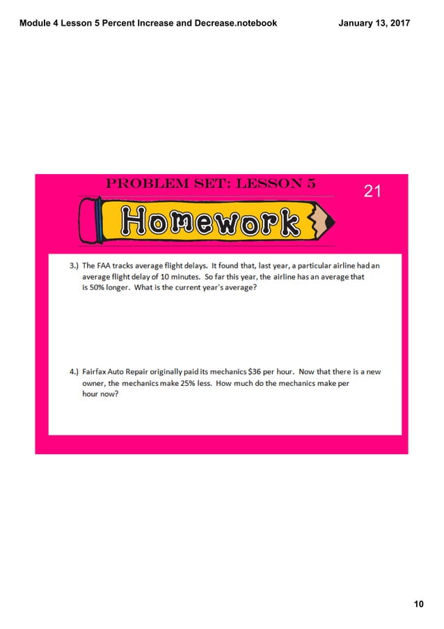 Module 4 lesson 5 percent increase and decrease | PDF