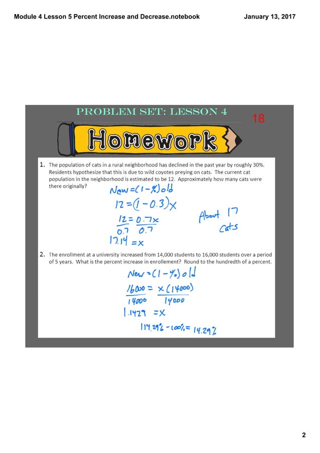 Module 4 lesson 5 percent increase and decrease | PDF