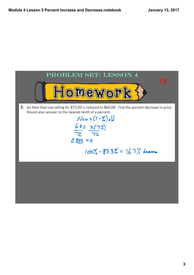Module 4 lesson 5 percent increase and decrease | PDF