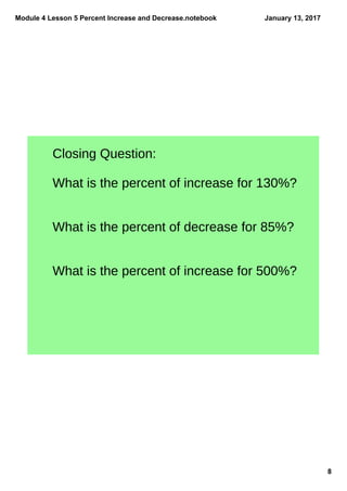 Module 4 lesson 5 percent increase and decrease | PDF