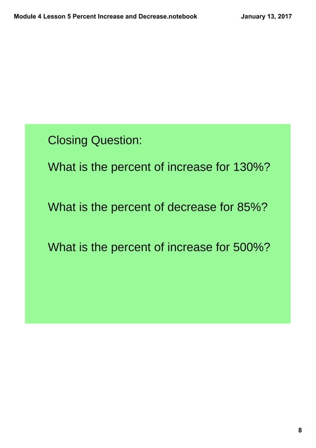Module 4 lesson 5 percent increase and decrease | PDF