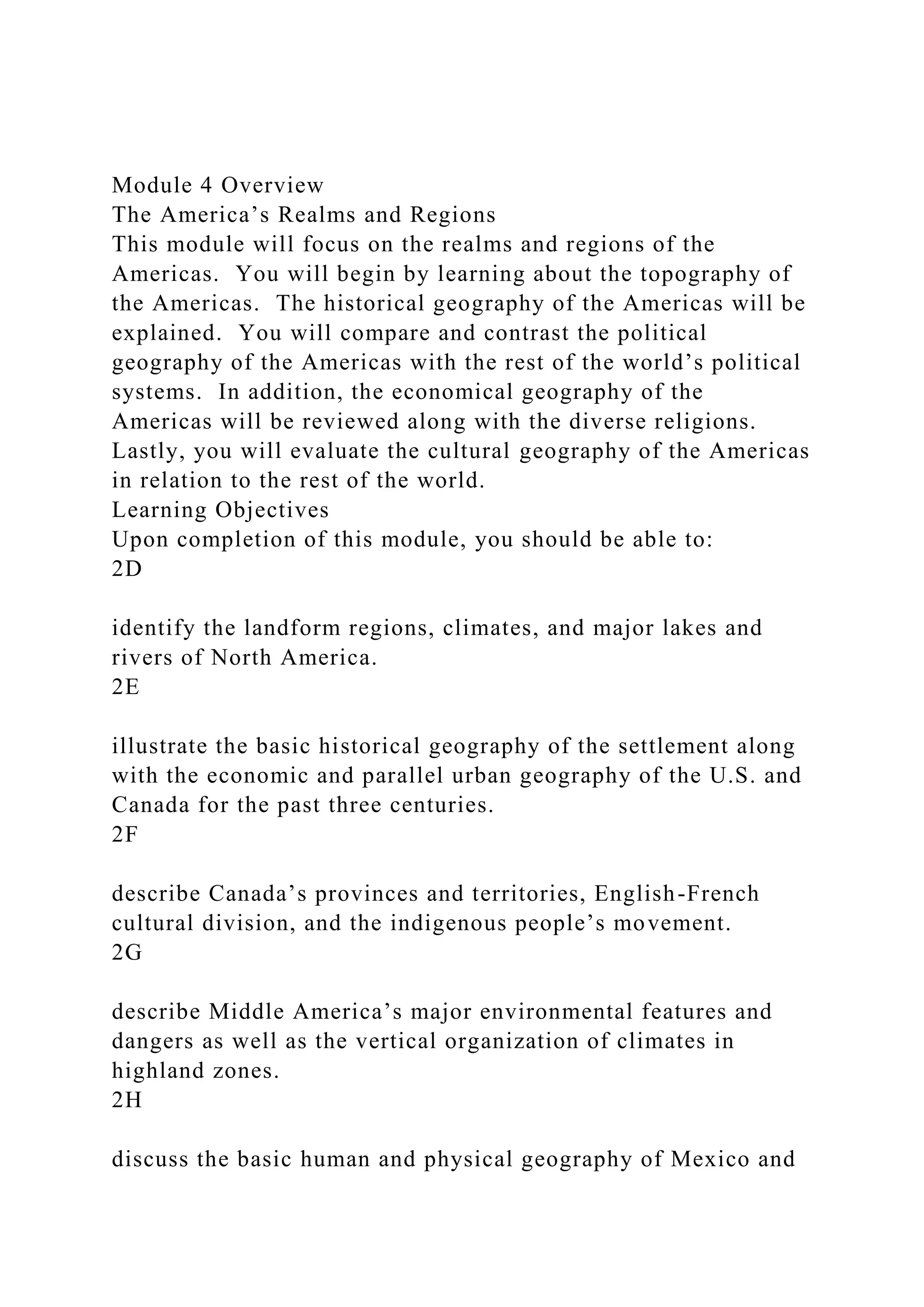 Module 4 OverviewThe America’s Realms and RegionsThis module w.docx | South America Travel ...