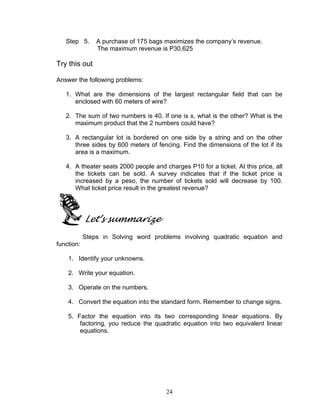 Module 4 quadratic functions | PDF