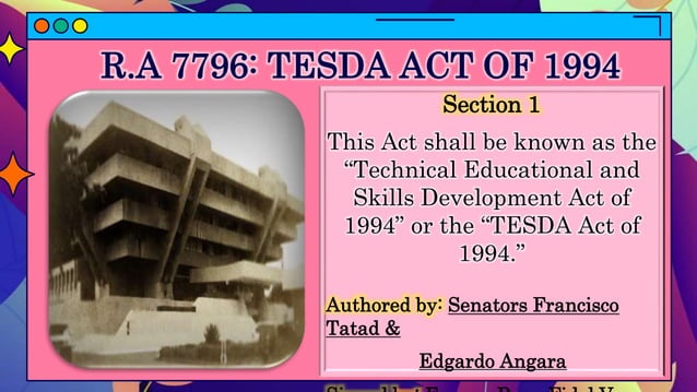 RA 7796: TESDA ACT OF 1994 | PPTX