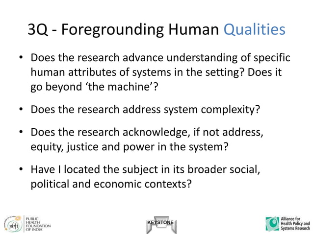 KEYSTONE / Module 4 / Slideshow 3 / Health Policy & System Research Frameworks – 3 | PPT