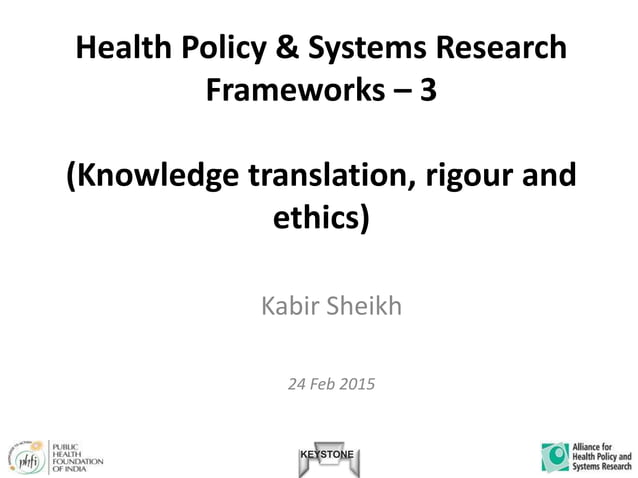 KEYSTONE / Module 4 / Slideshow 3 / Health Policy & System Research ...