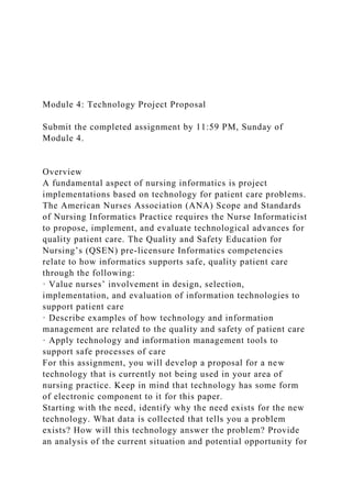 Module 4 Technology Project ProposalSubmit the complete.docx | IT and Internet Support | Internet