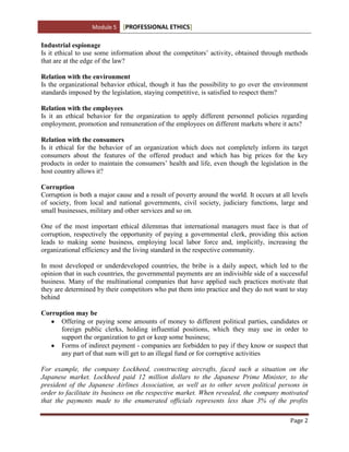 Professional Ethics Module 5 Notes | DOCX