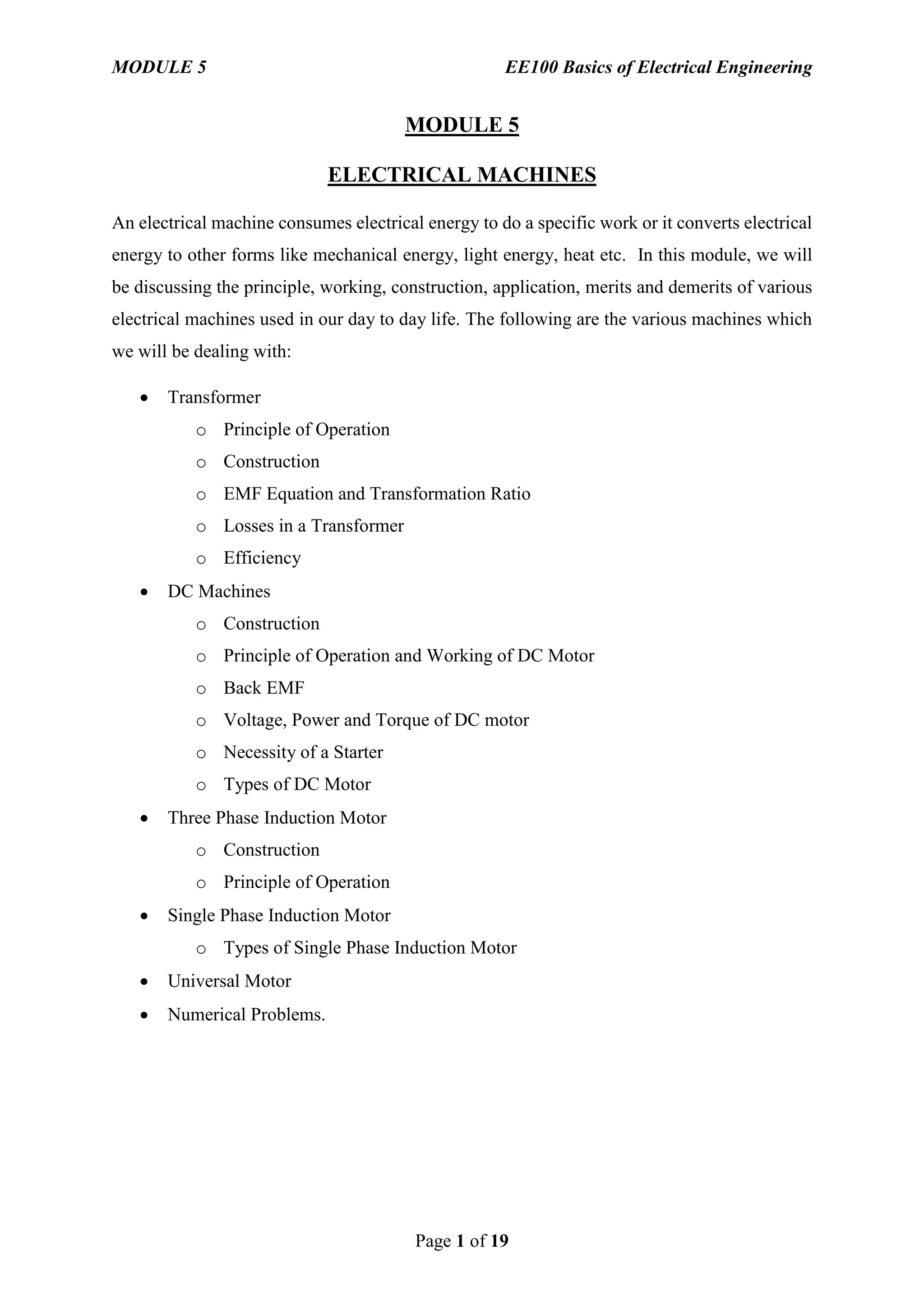 Basics of Electrical Machines | PDF