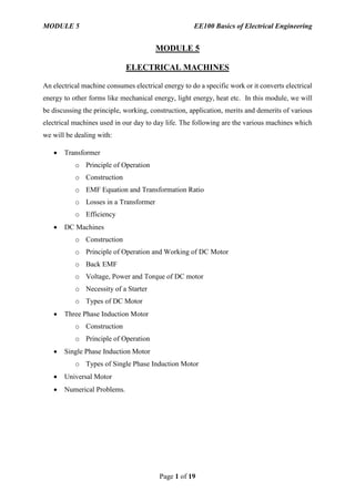 Basics of Electrical Machines | PDF