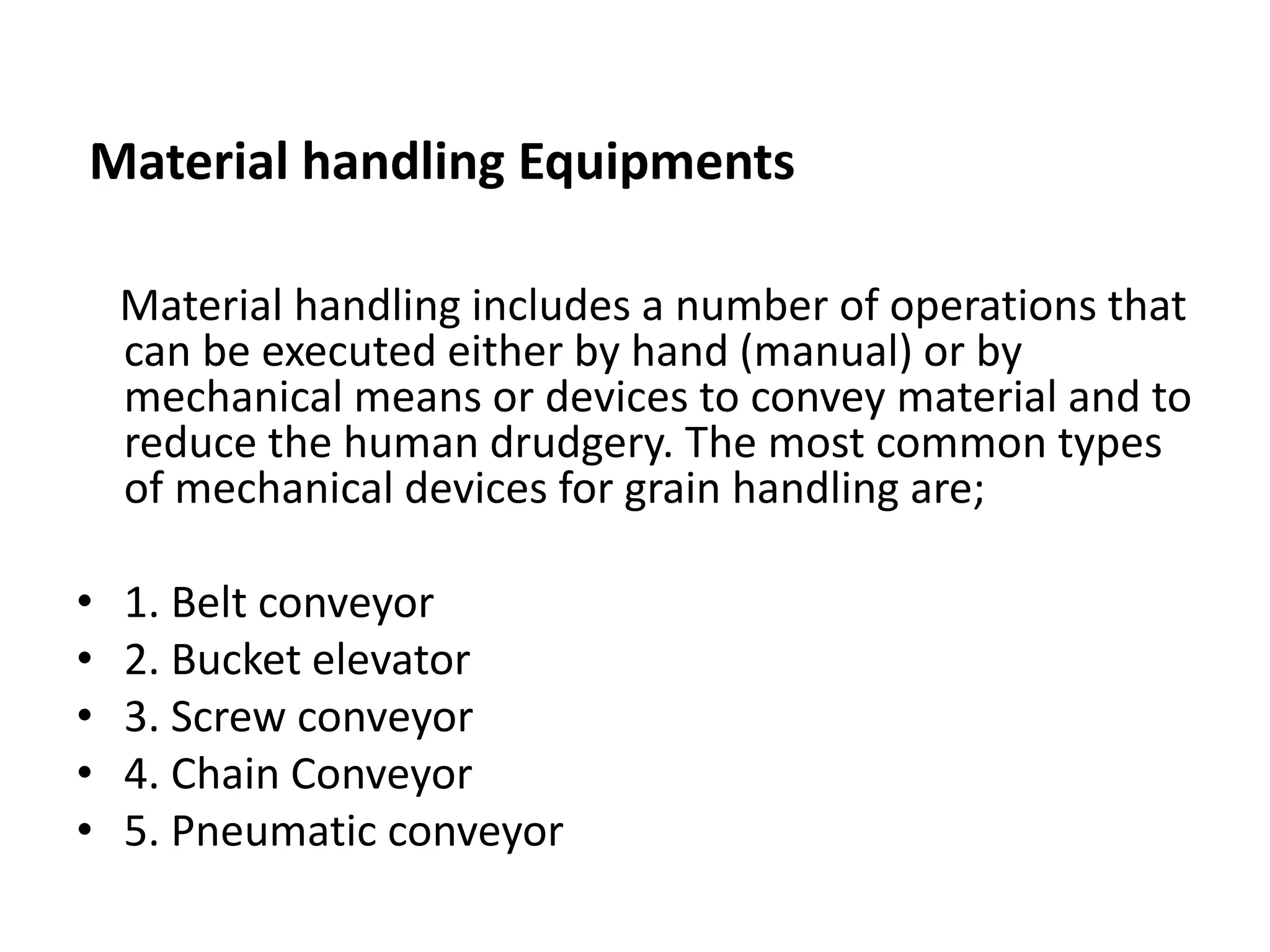 Material handling equipments : conveyors and elevators | PPTX