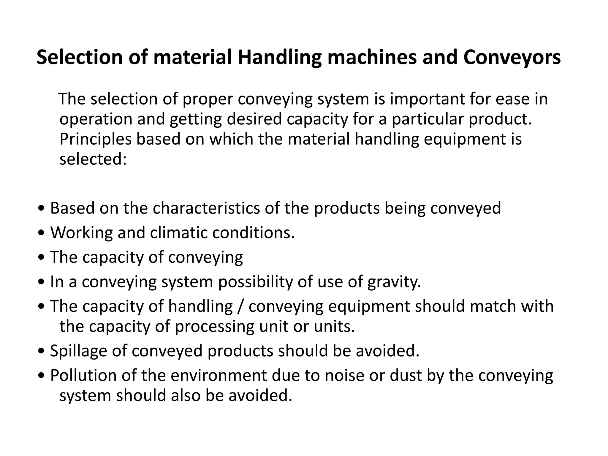 Material handling equipments : conveyors and elevators | PPTX