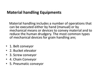Material handling equipments : conveyors and elevators | PPTX