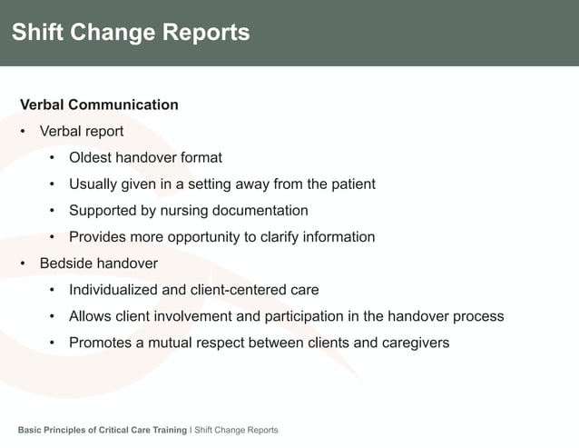 Module 5.2 Shift Change Reports | PPTX | Medical Tests | Medical Health