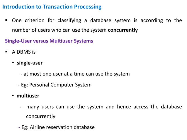 data base management system notes on concurrency control | PPT