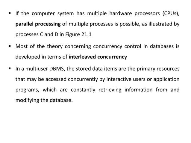 data base management system notes on concurrency control | PPT