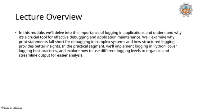 Module 5 logging and its uses ----------------------- | PPT