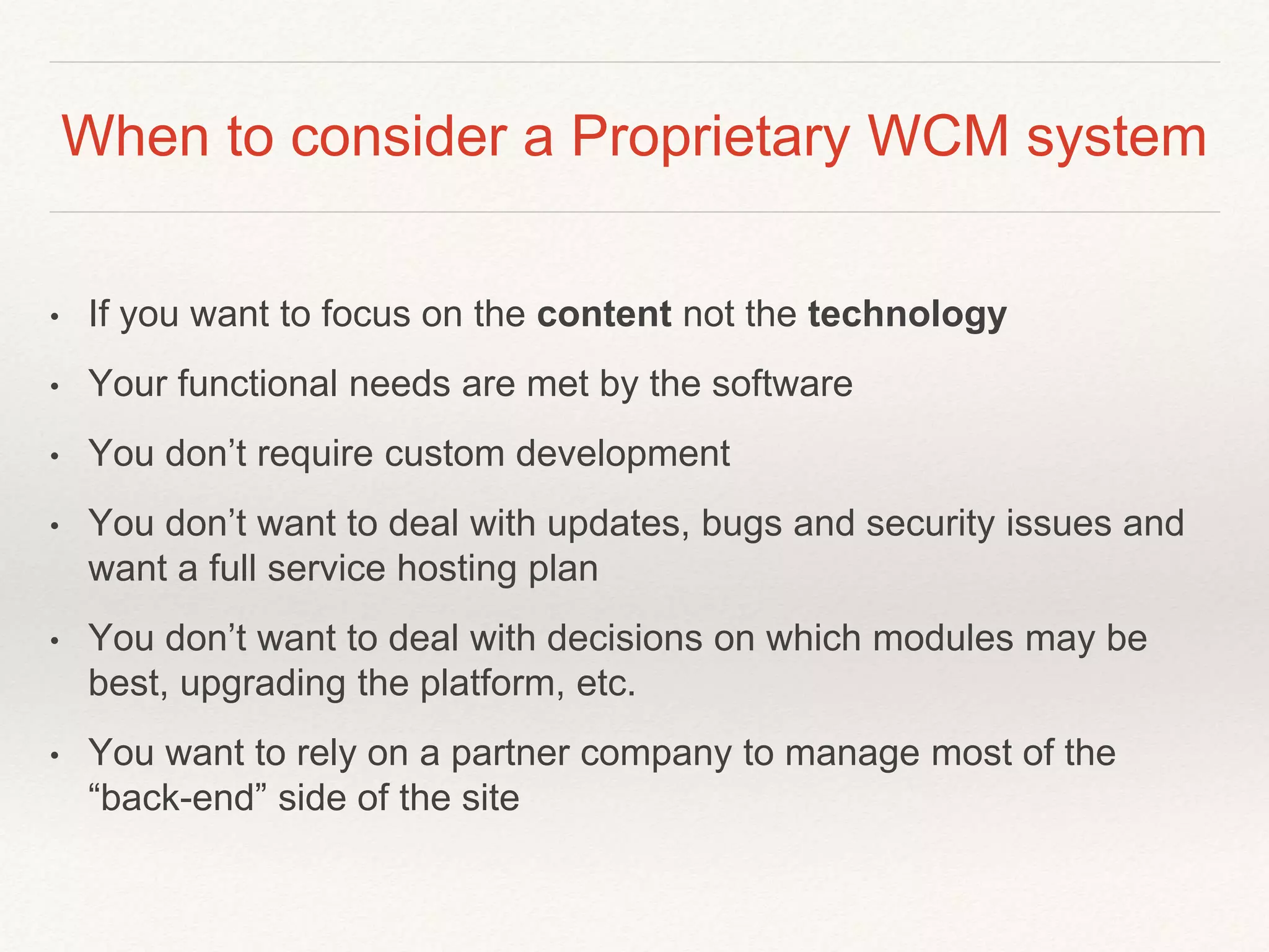Module 5 - WCM system comparison | PPT