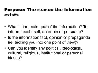 Evaluating Information | PPT