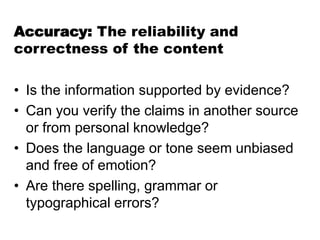Evaluating Information | PPT