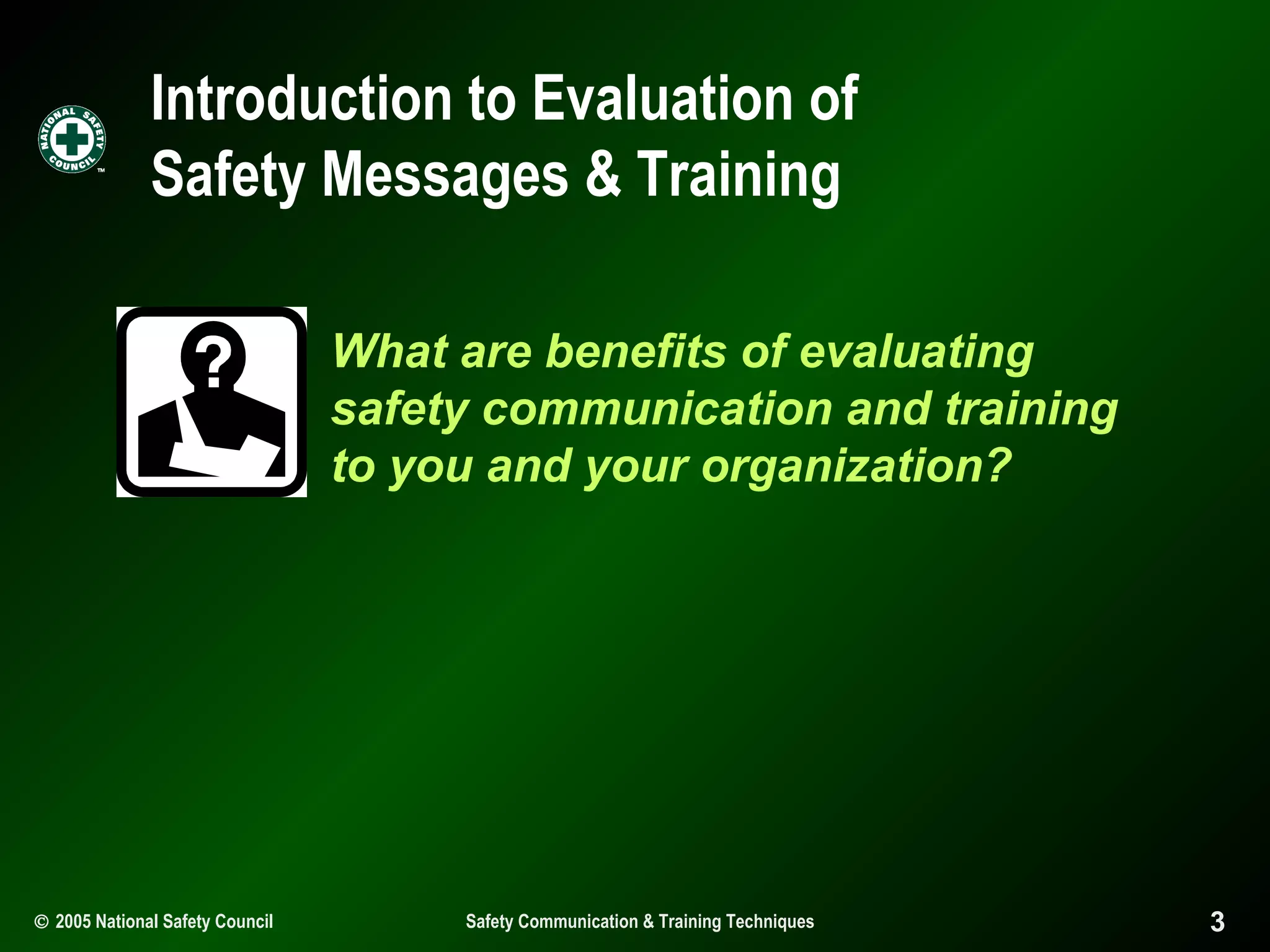 Module 5 evaluating safety messages and training | PPT