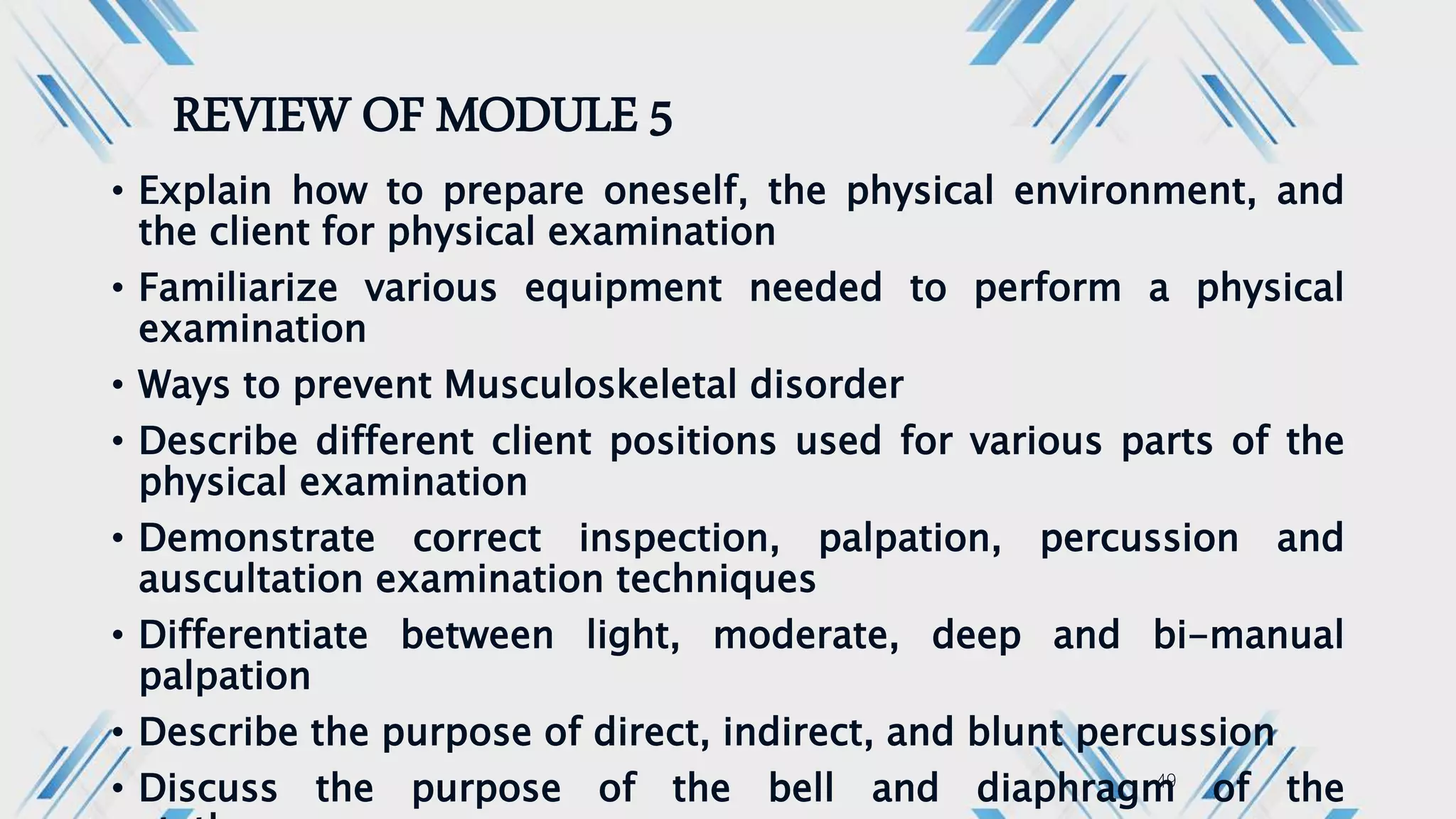 INTRODUCTION TO PHYSICAL EXAMINATION | PPTX