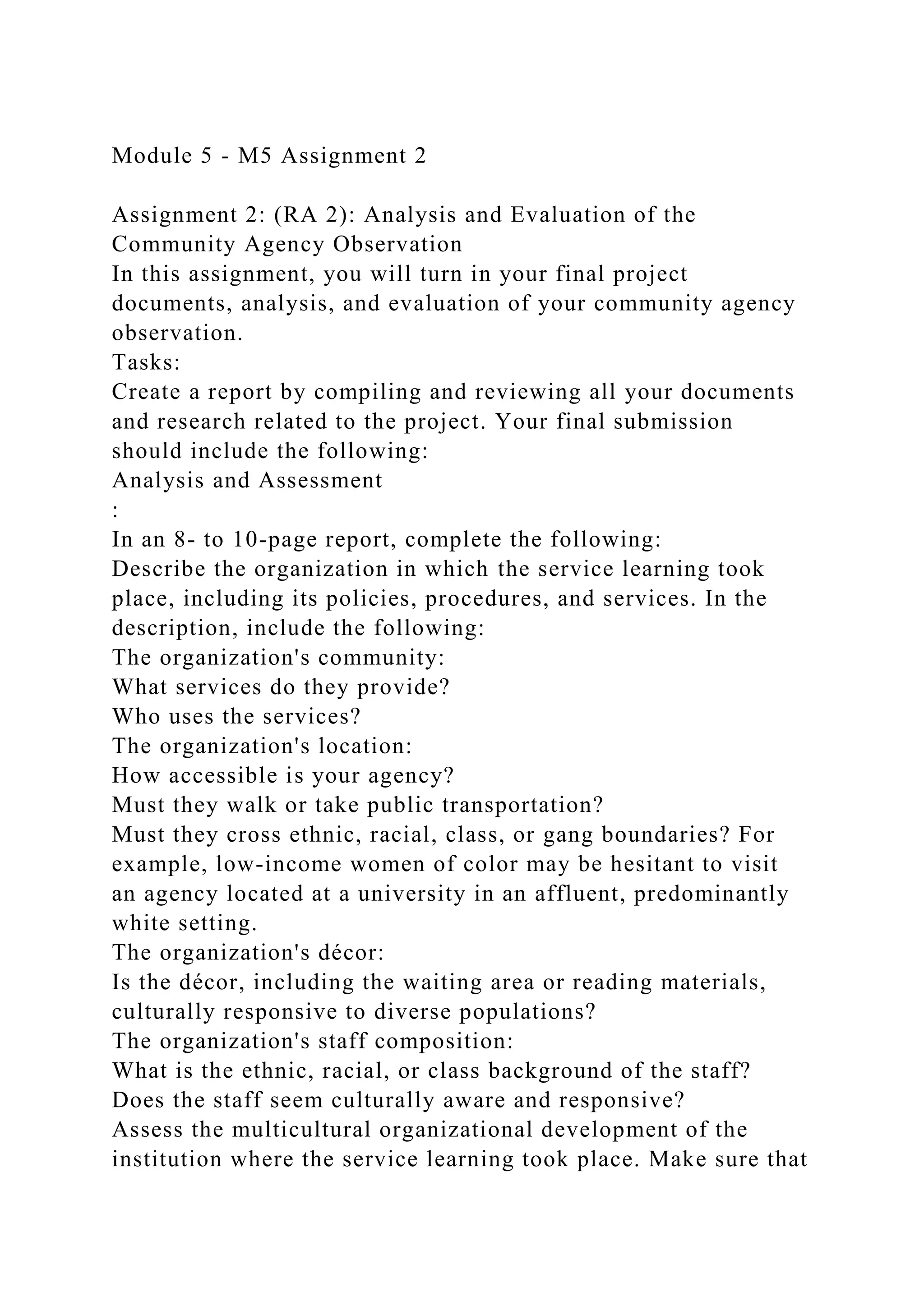 Module 5 - M5 Assignment 2Assignment 2 (RA 2) Analysis and Eva.docx