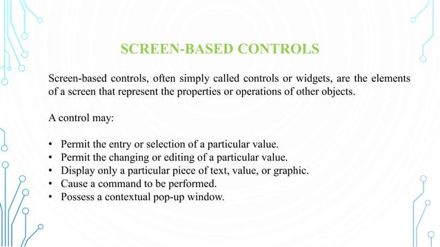 User Interface Design Module 5 screen based controls | PDF