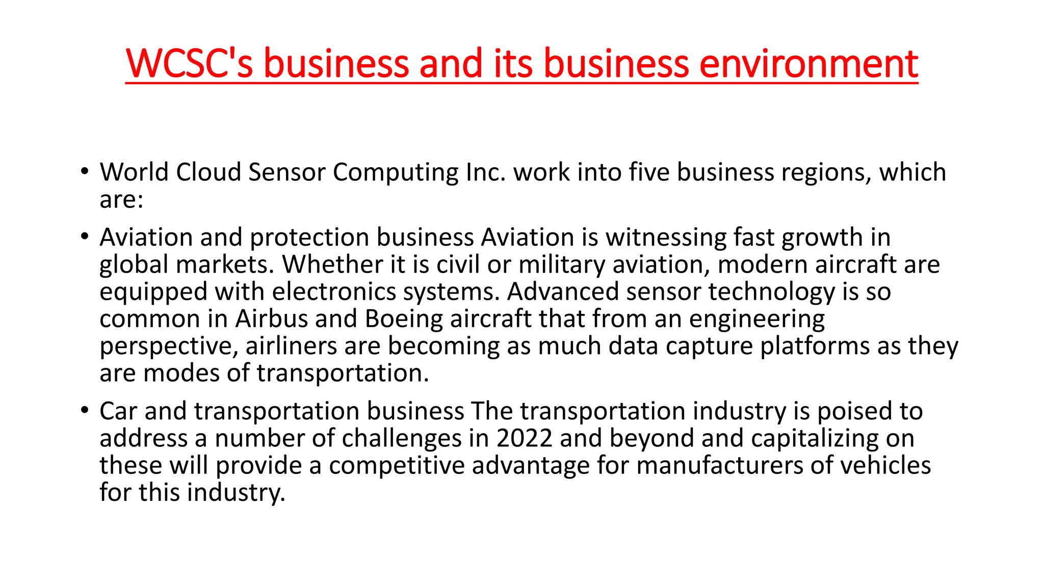 Module 5 CapstoneWorld Cloud Sensor Computing Inc. work into five ...