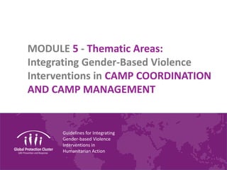 Module 5: Thematic Areas: Integrating gender-based violence interventions in camp coordination ...