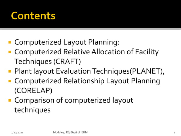 Module 5 Computerized Layout Planning | PDF