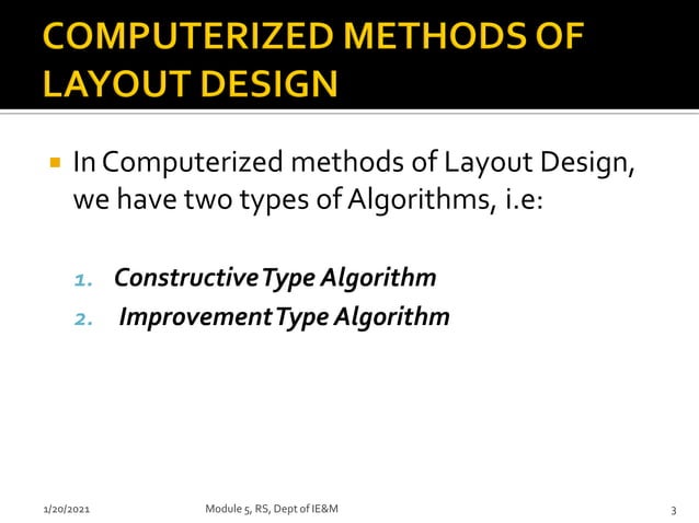 Module 5 Computerized Layout Planning | PDF