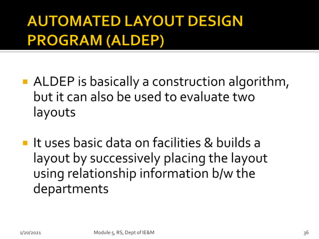 Module 5 Computerized Layout Planning | PDF