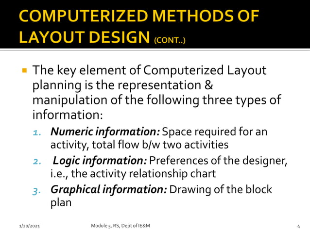 Module 5 Computerized Layout Planning | PDF