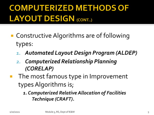Module 5 Computerized Layout Planning | PDF