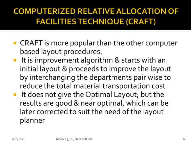 Module 5 Computerized Layout Planning | PDF