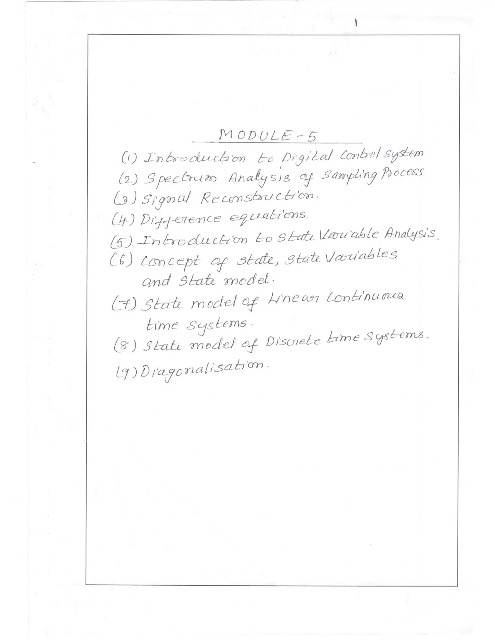 Module 5 Control Systems : Digital Control Systems and State VariableTechniquesh _bgs | PDF