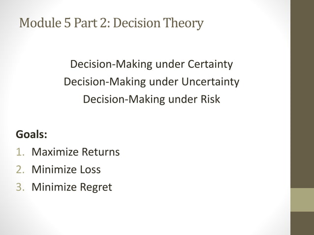 Module 5 Decision Theory | PPTX